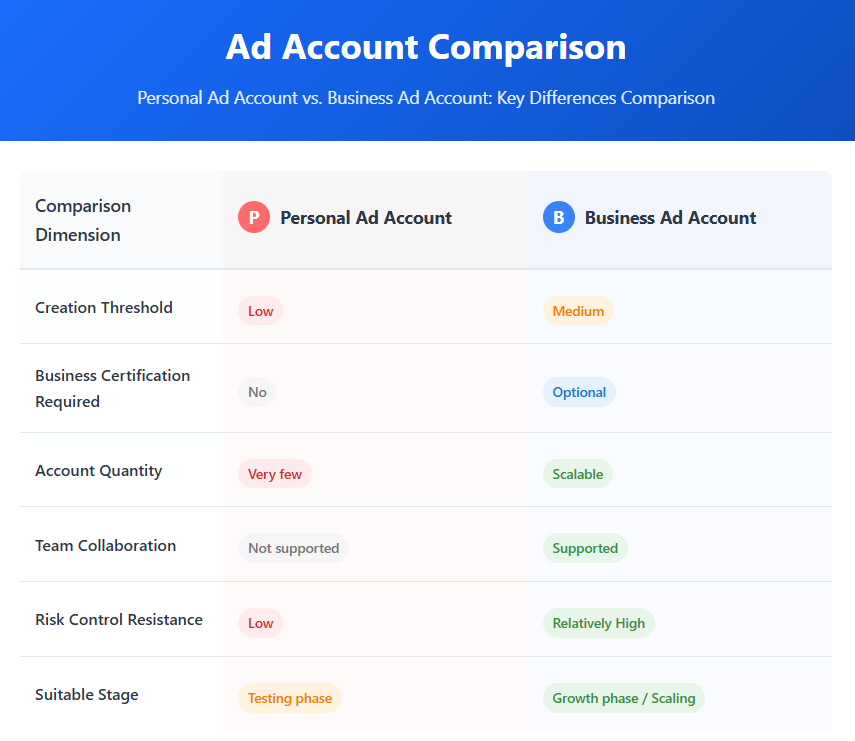 Facebook Personal Ad Account vs Business Ad Account: Application ...